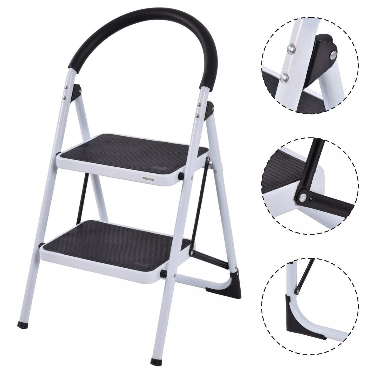 Costway 4 Step Ladder Folding Stool Heavy Duty 330Lbs Capacity ...