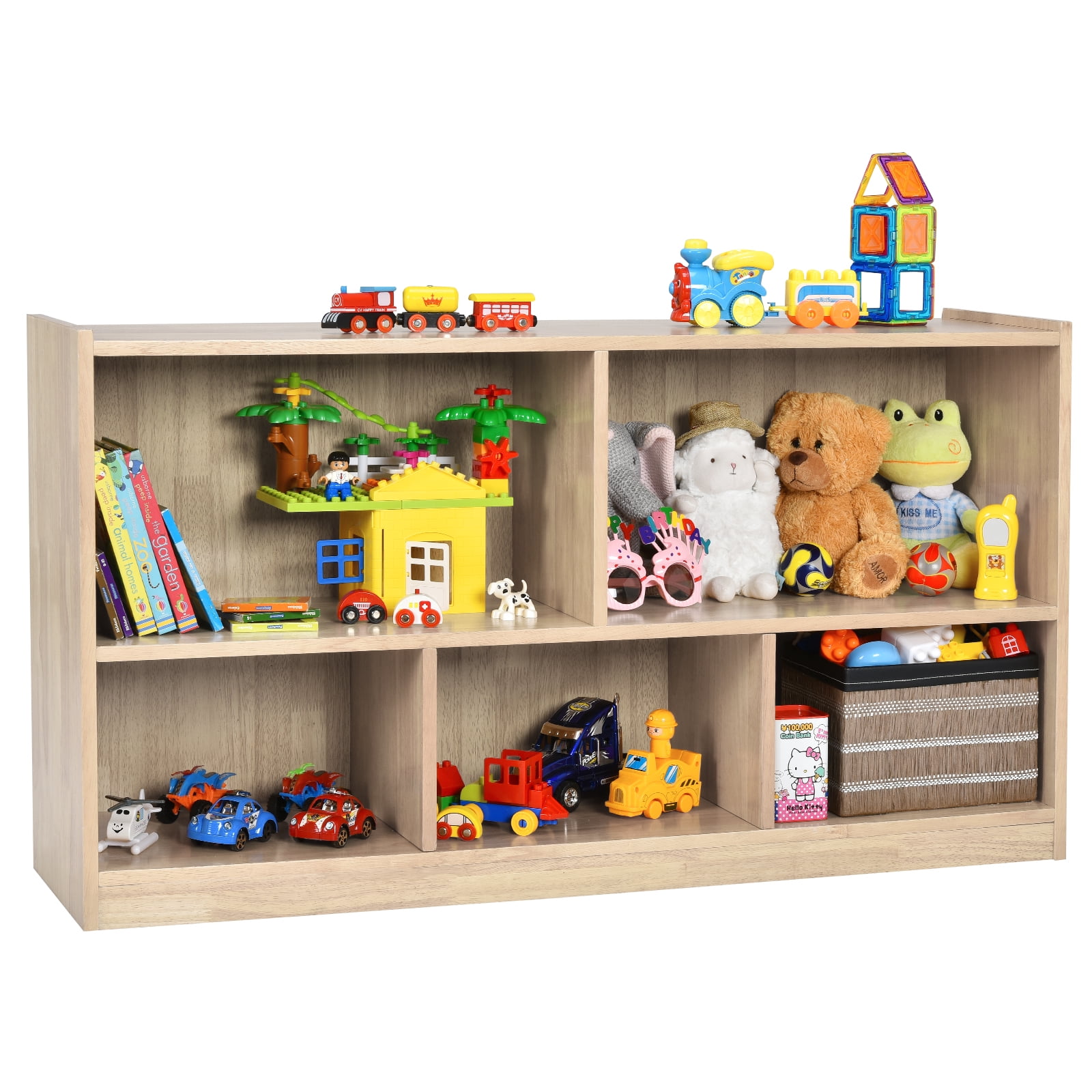 Costway 2-Tier Kids Bookcase with Spacious Top & Raised Base Toy ...