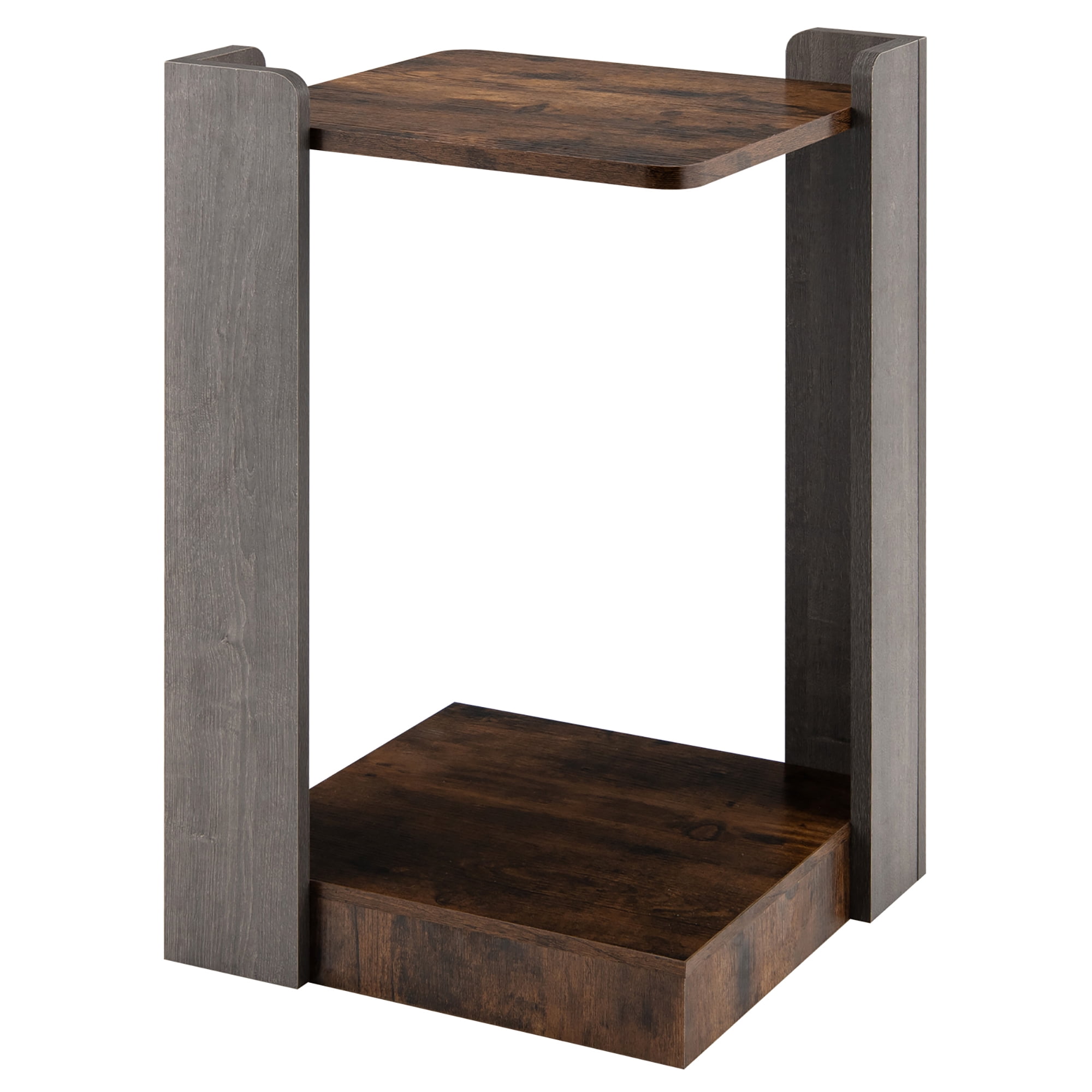 Costway 2 Tier Sofa Side End Table w/Storage Shelf for Small Spaces ...