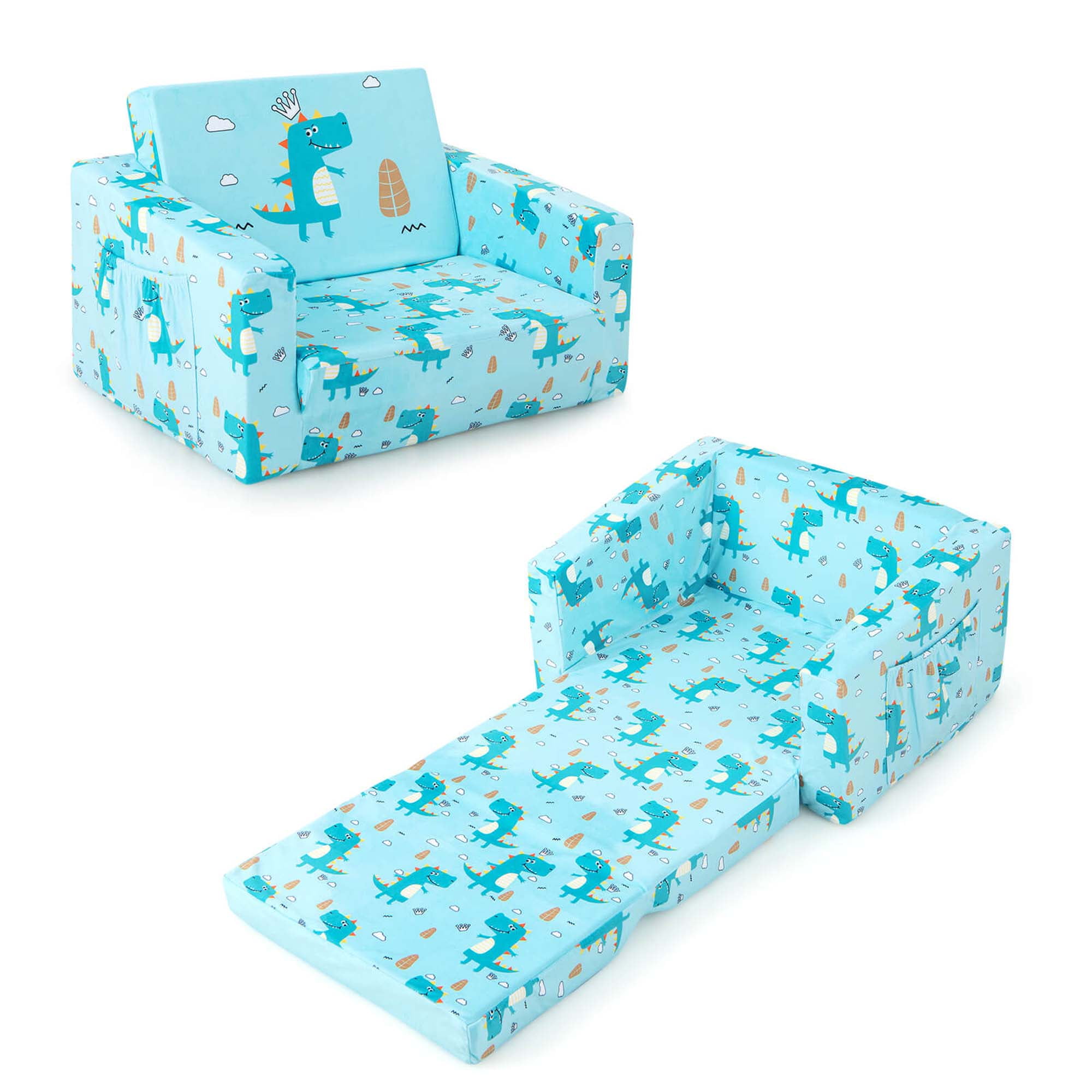 Costway 2-in-1 Convertible Kids Sofa Children Flip-Out Lounger Couch ...