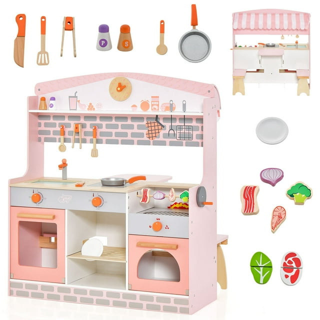 Costway Children's Indoor Playset: 2 in 1 Kids Play Kitchen ...