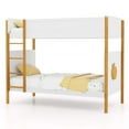 Costway 2-in-1 Twin Over Bunk Bed Frame with Integrated Ladder & Safety ...