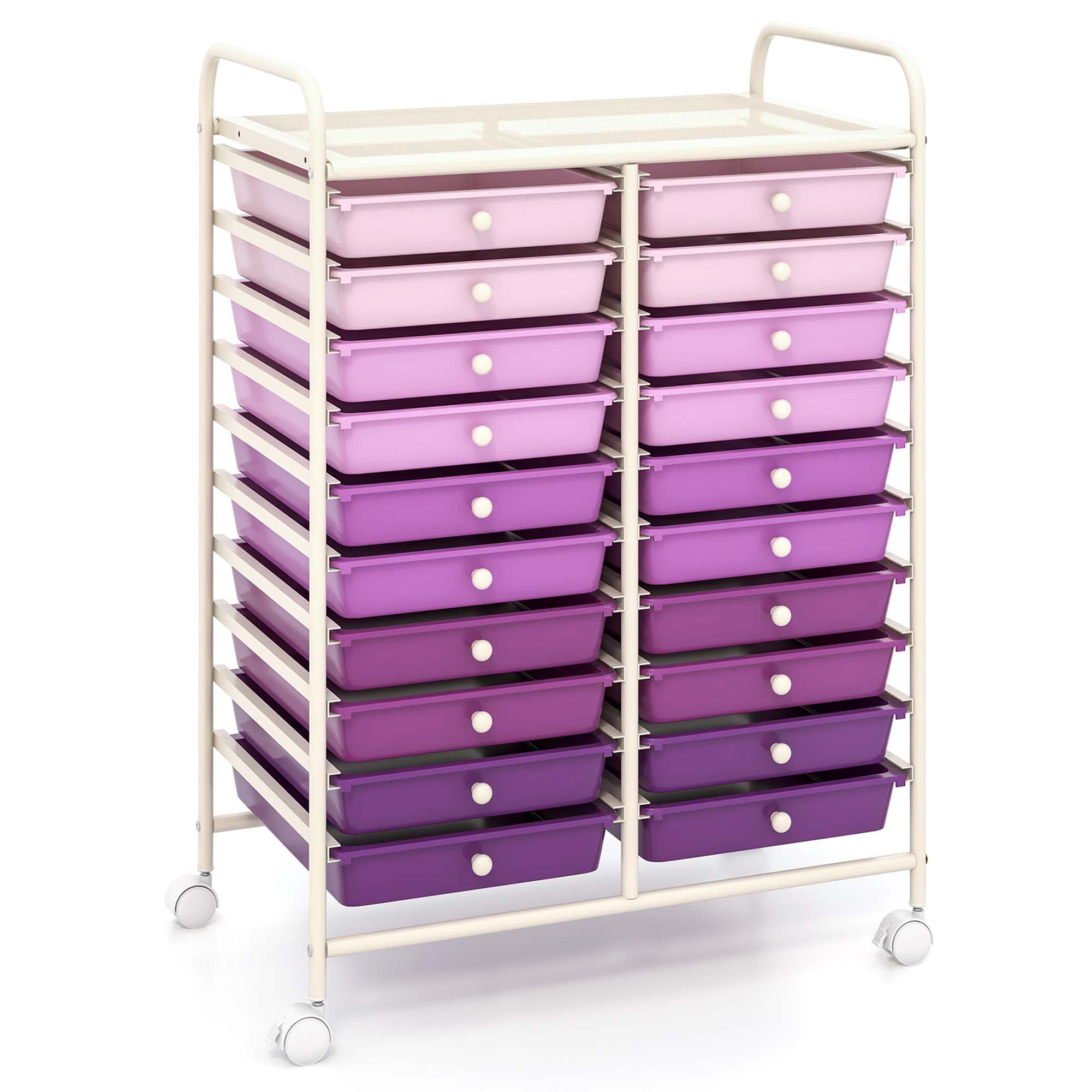 Costway 20 Drawers Rolling Storage Cart Art Craft Organizer on Wheels ...