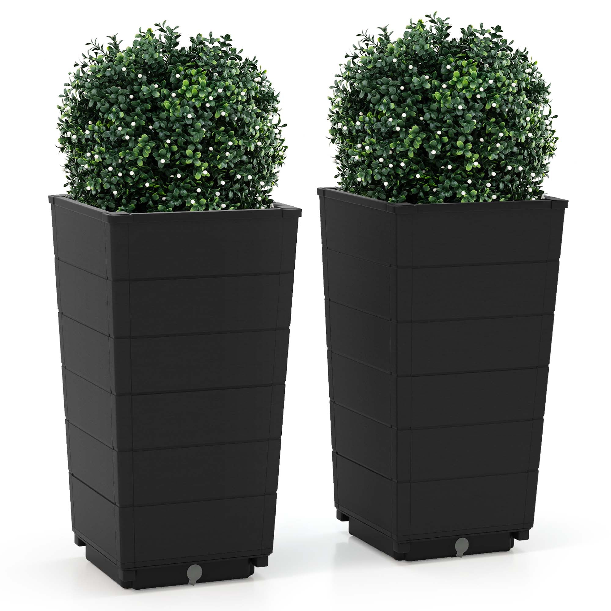 Costway 23" Tall Planter Set of 2 for Indoor/ Outdoor Use Large Self ...
