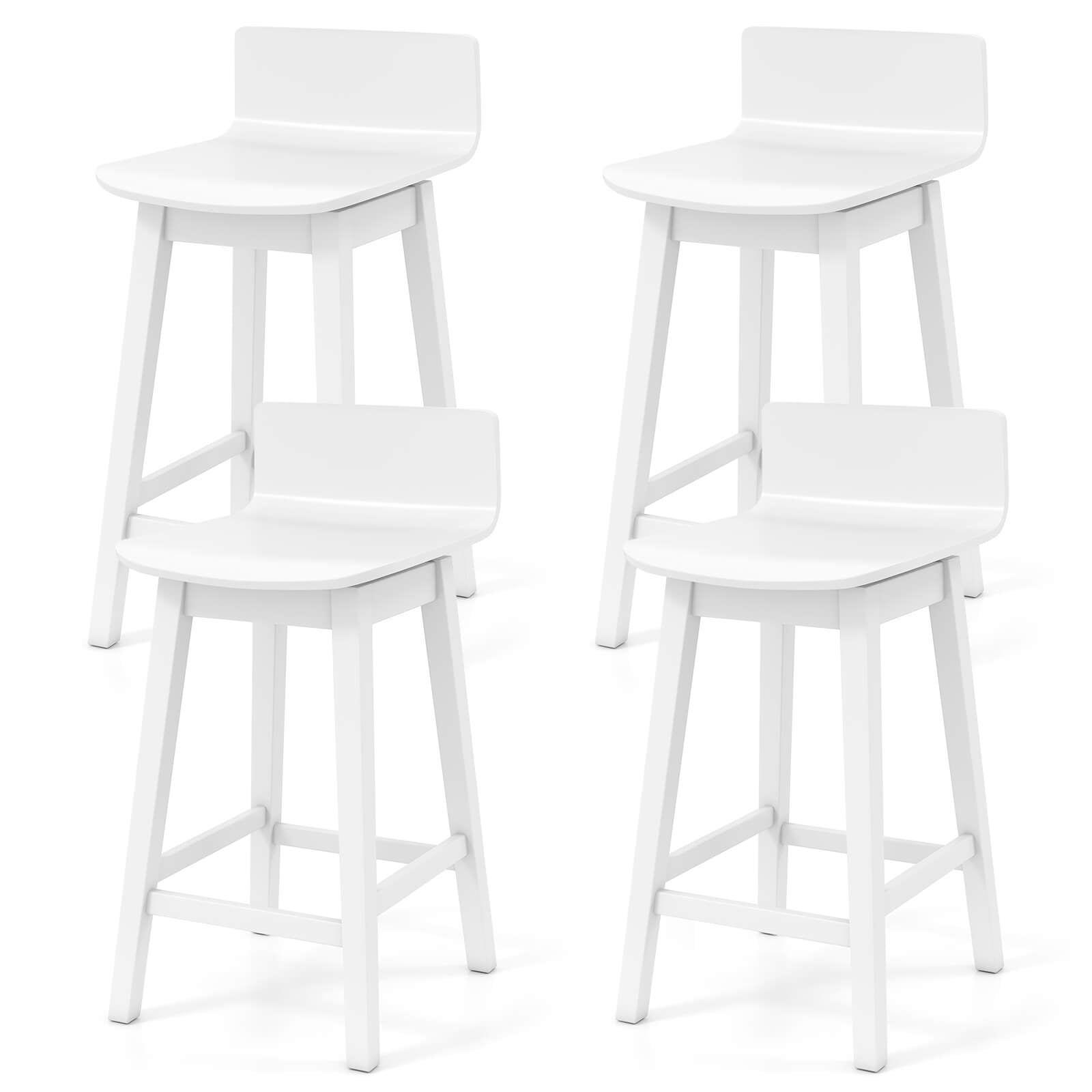 Costway 24.5" Counter Height Bar Stools Set of 4 with Footrest Solid ...