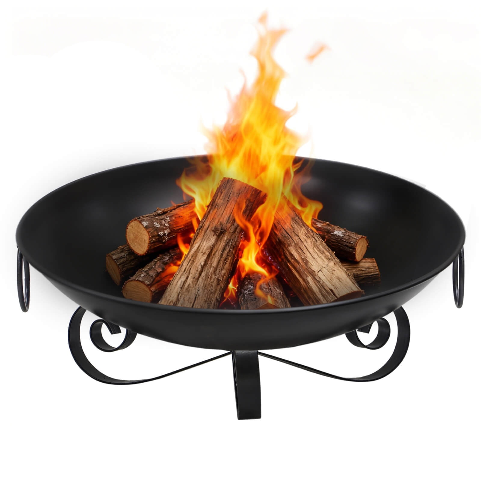 Costway 24” Metal Fire Pit Bowl with Handles & Elevated Stand, Heat ...
