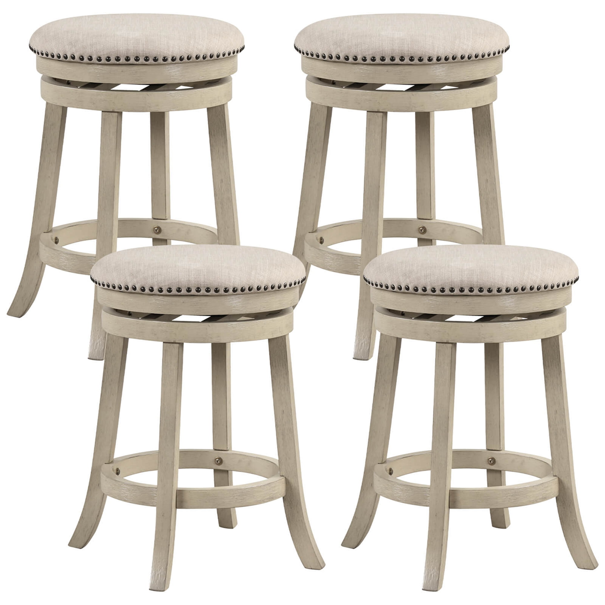 Costway 26.5" Swivel Bar Stools Set of 4 Round Counter Height Barstools ...