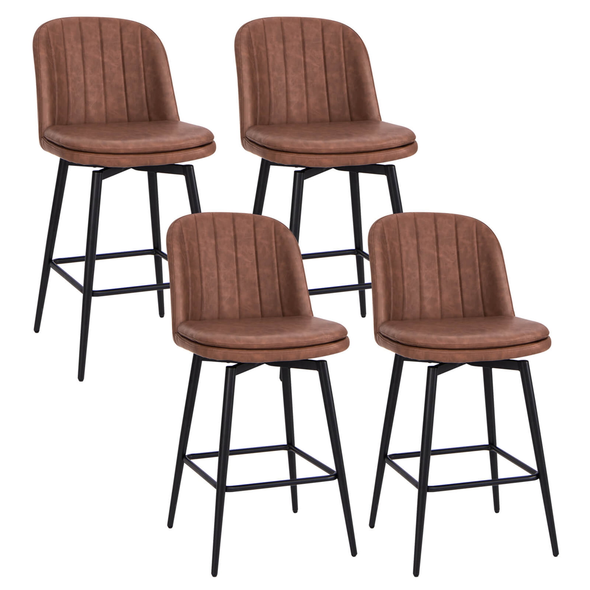 Costway 27 Inch Swivel Bar Stool Set of 4 with Padded Seat Metal Legs ...