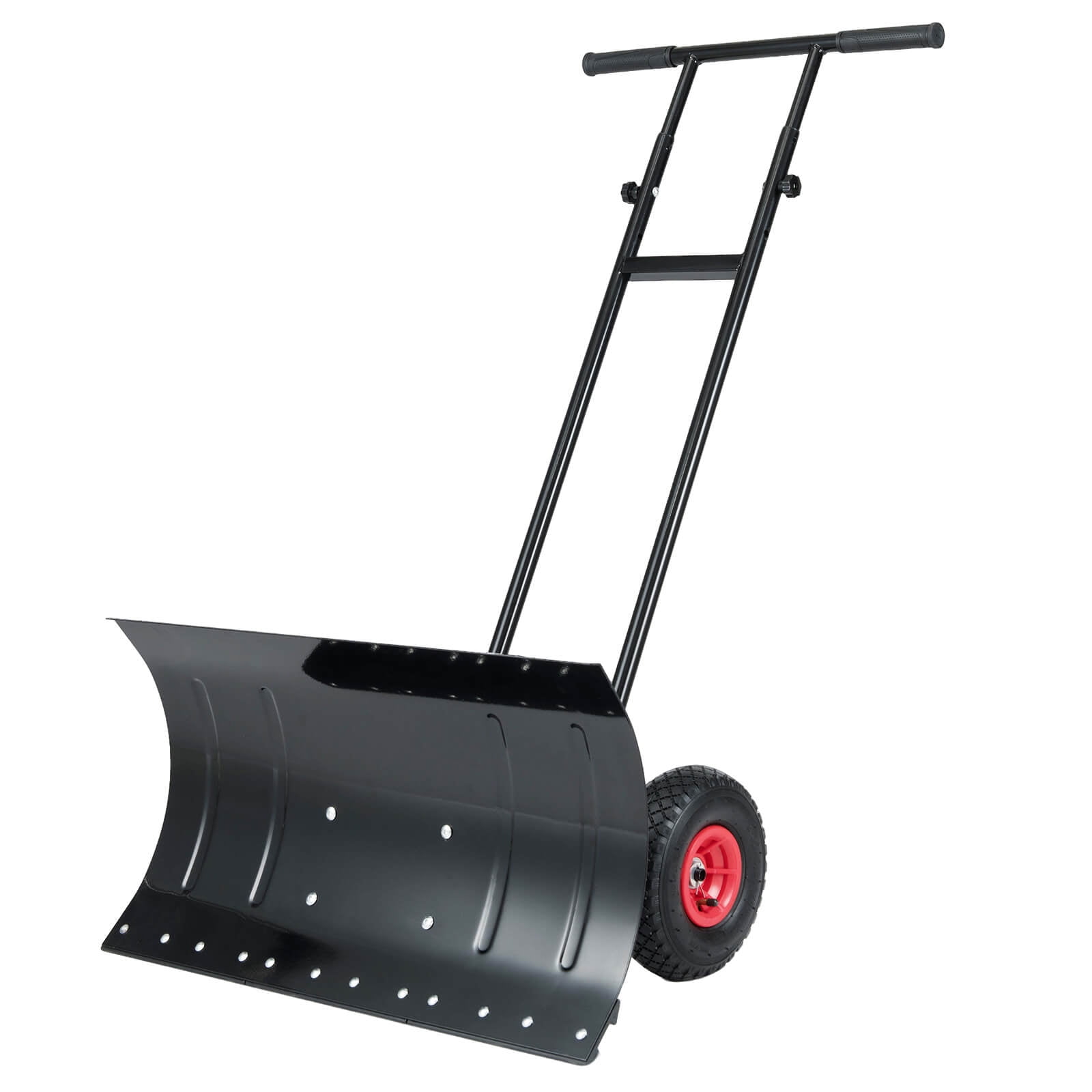Costway 29” Snow Pusher with Wheels, Adjustable Handle 7-Position ...
