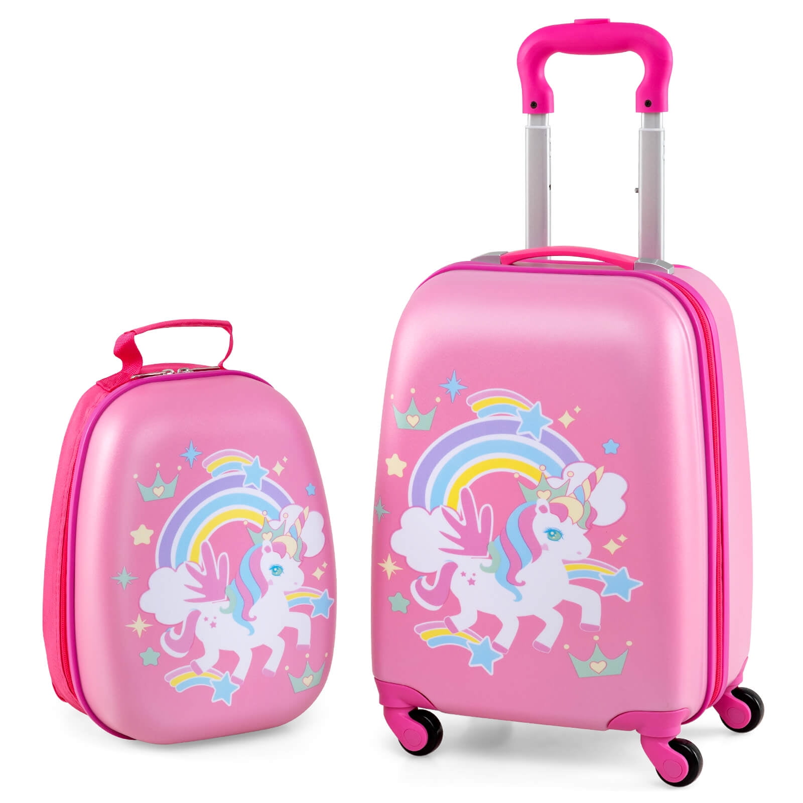 Costway 2PC Kids Carry On Luggage Set 12" Backpack and 16" Rolling ...