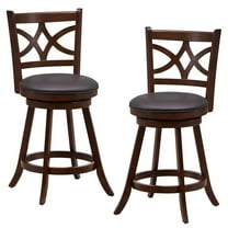 Costway 24" Height Set of 2 Bar Stools 360° Swivel Dining Chairs Solid ...