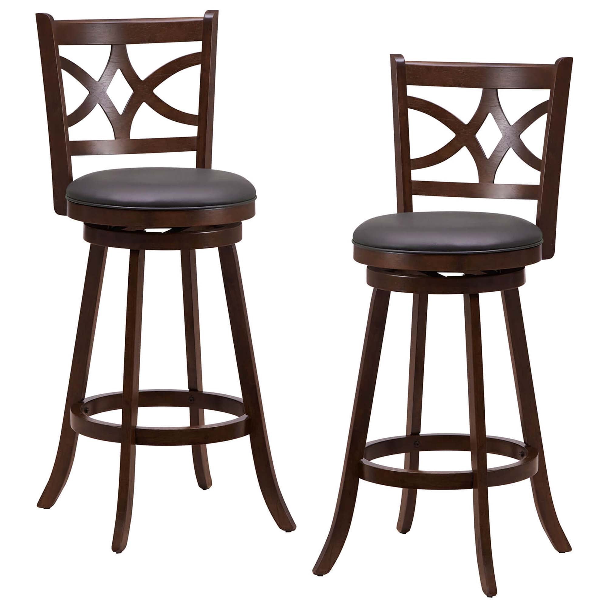 Costway 2PCS 30-inch Bar Stools 360° Swivel Bar Chairs with PVC Leather ...