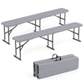 Costway 2PCS 6 FT Plastic Folding Bench, Portable Indoor Outdoor Bench ...