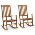 Costway Patio Rocking Chair Set: 2PCS Ergonomic Eucalyptus Wood Rocker ...