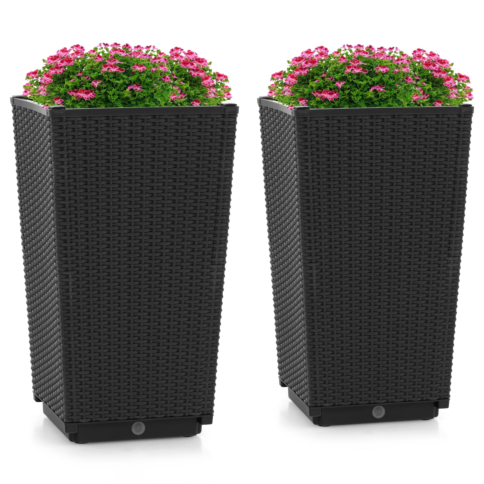 Costway 2PCS Large Outdoor Wicker Flower Pot 22.5'' Tall Garden Porch ...