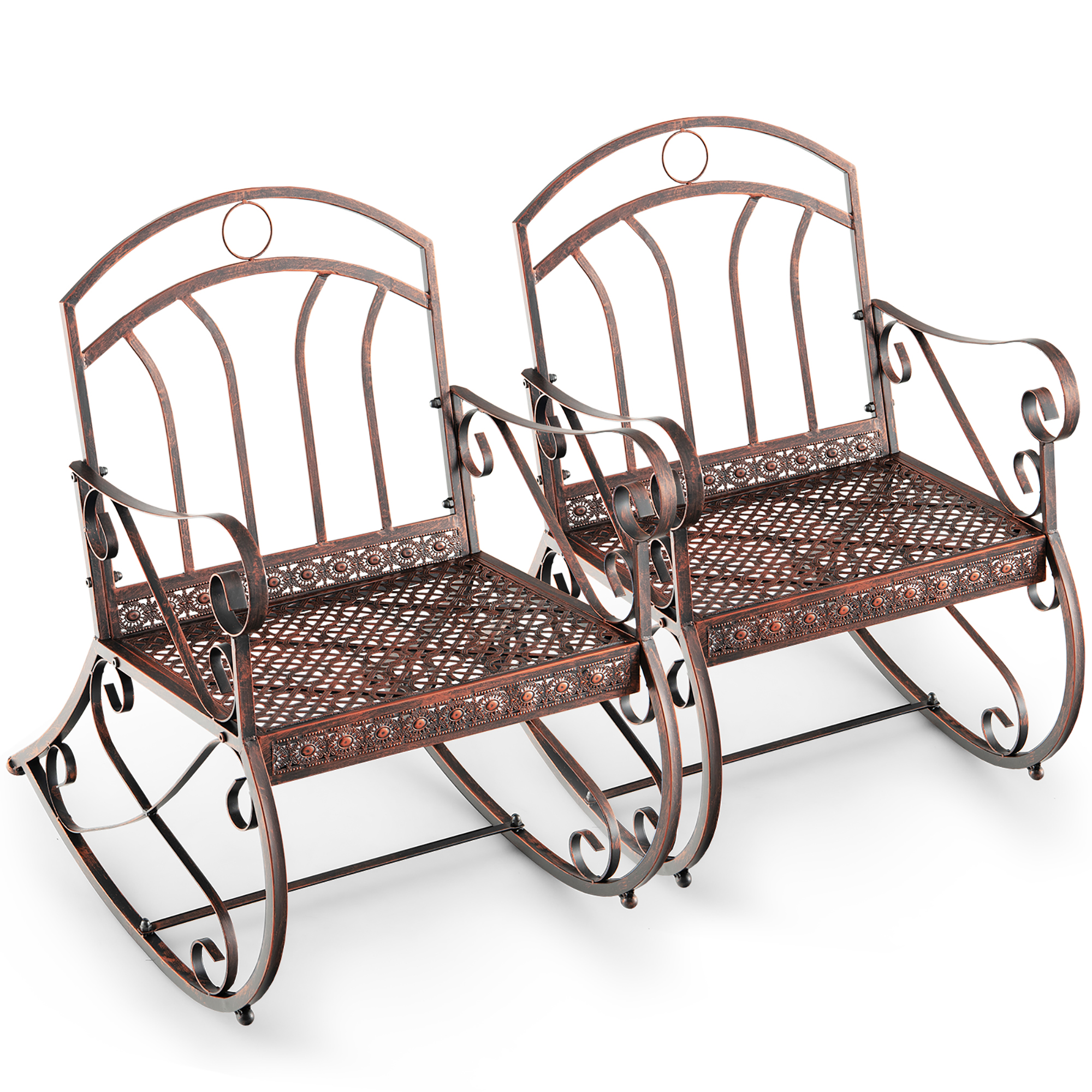 Costway Outdoor Set, 2PCS Patio Rocking Chair, Art Scroll Rocker ...