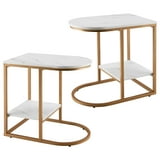 Costway 2Pcs C-shaped Serving End Side Table With 2-Tier Modern Compact ...