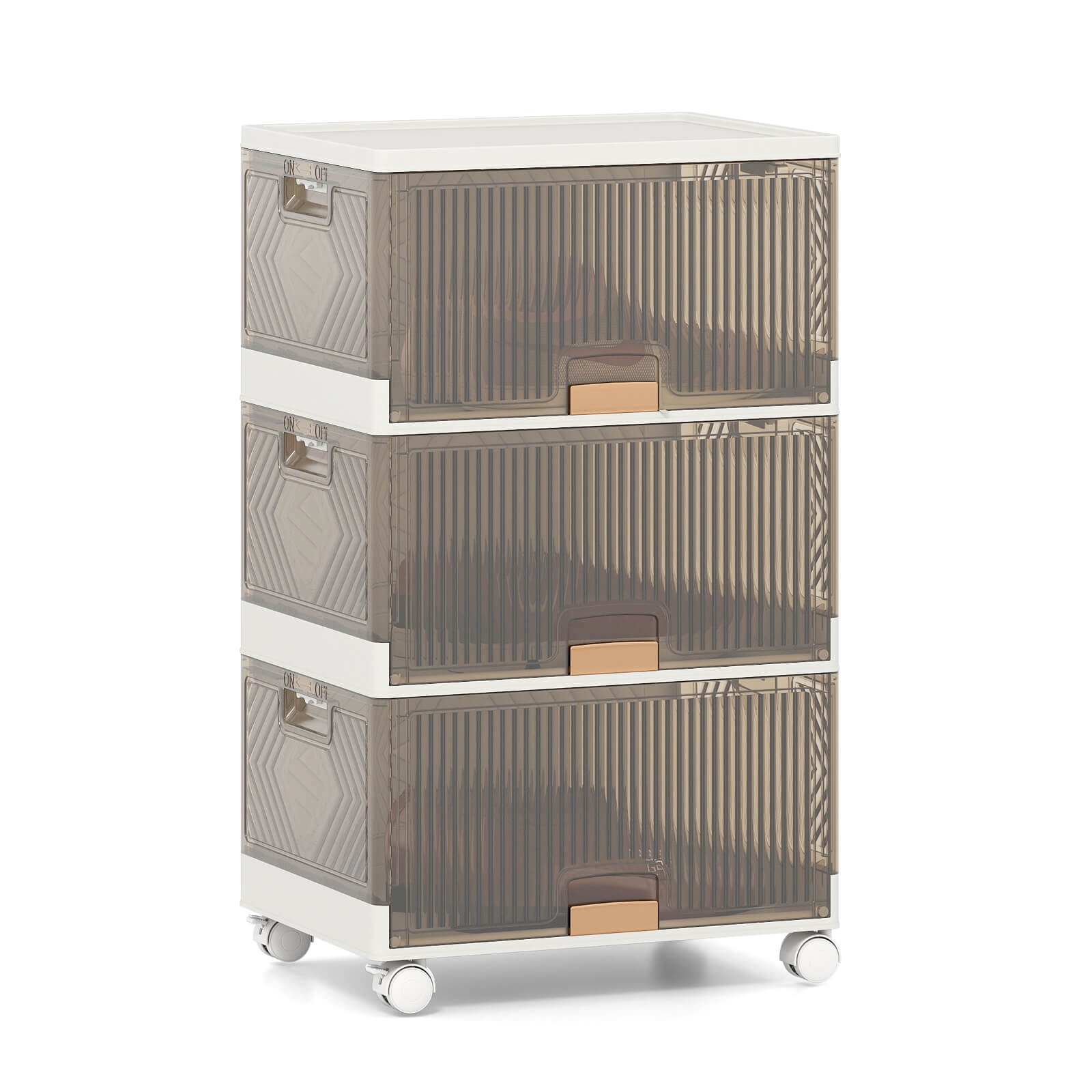 Costway 3-Cube Stackable Storage Bins with Detachable Wheels 13.5 Gal ...
