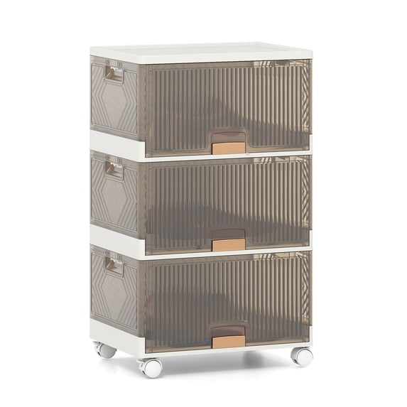 Costway 3-Cube Stackable Storage Bins with Detachable Wheels 13.5 Gal ...