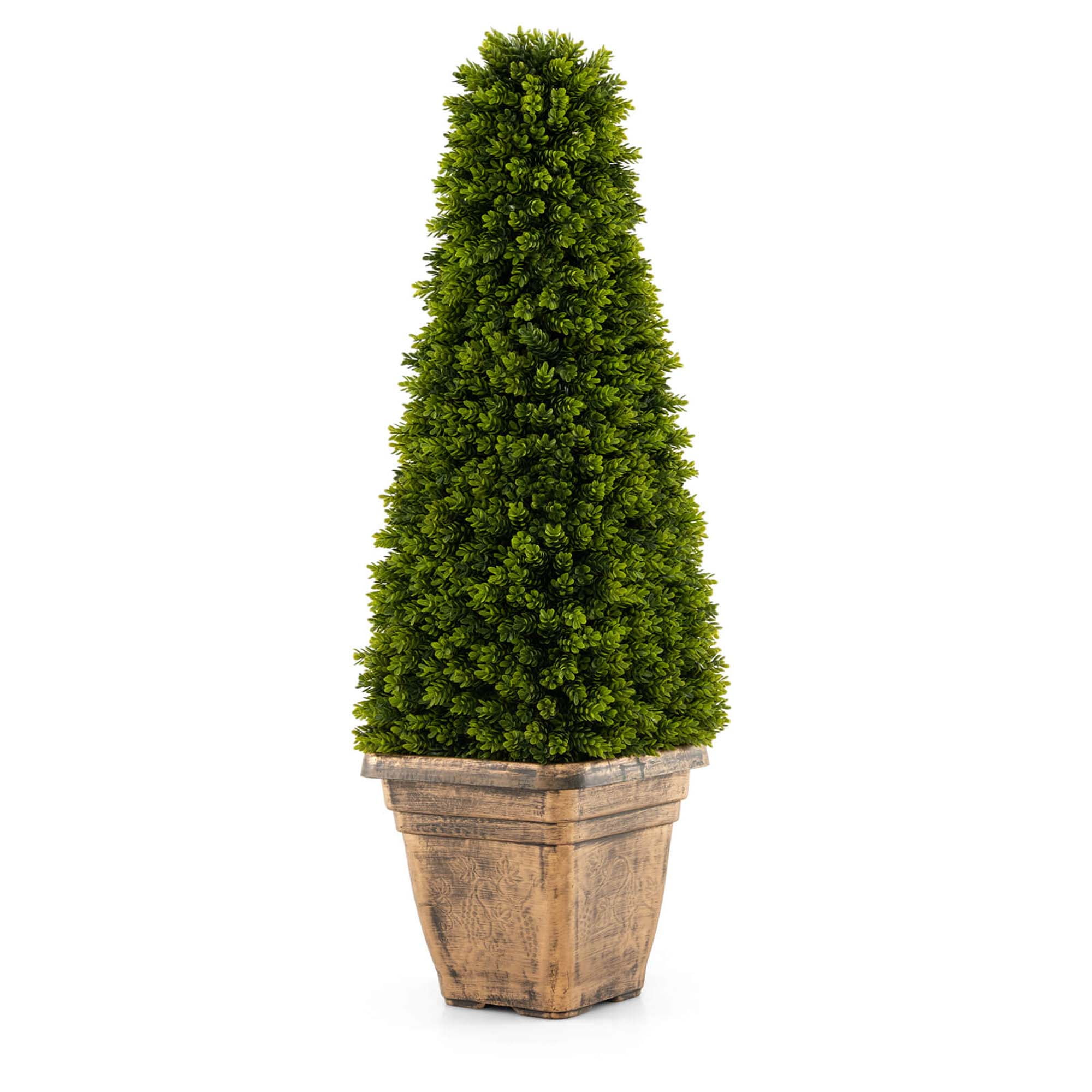 Costway 3 FT Artificial Boxwood Topiary Tree Potted Fake Tree Indoor ...