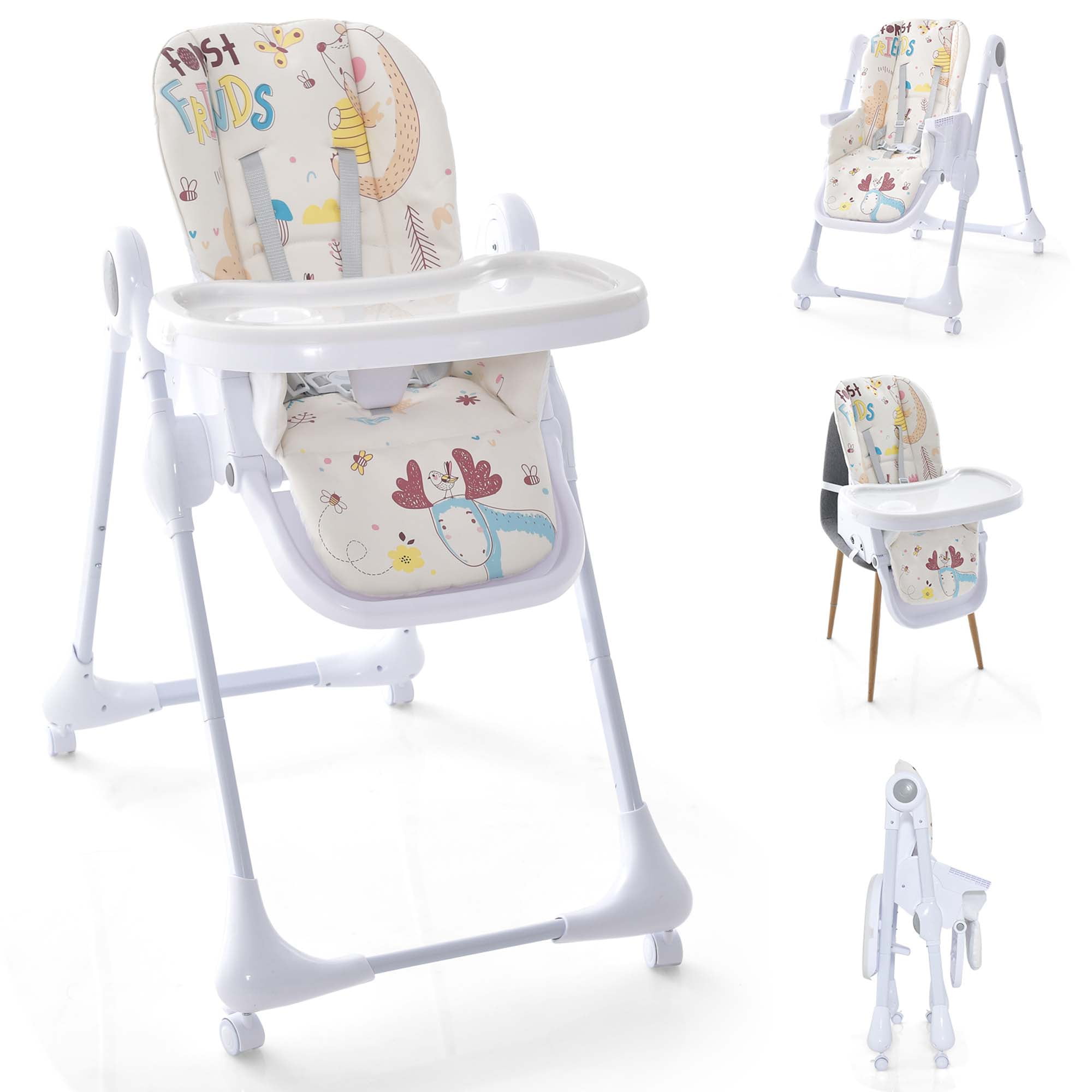 Costway 3-In-1 Convertible Baby Highchair Foldable Height Adjustable ...