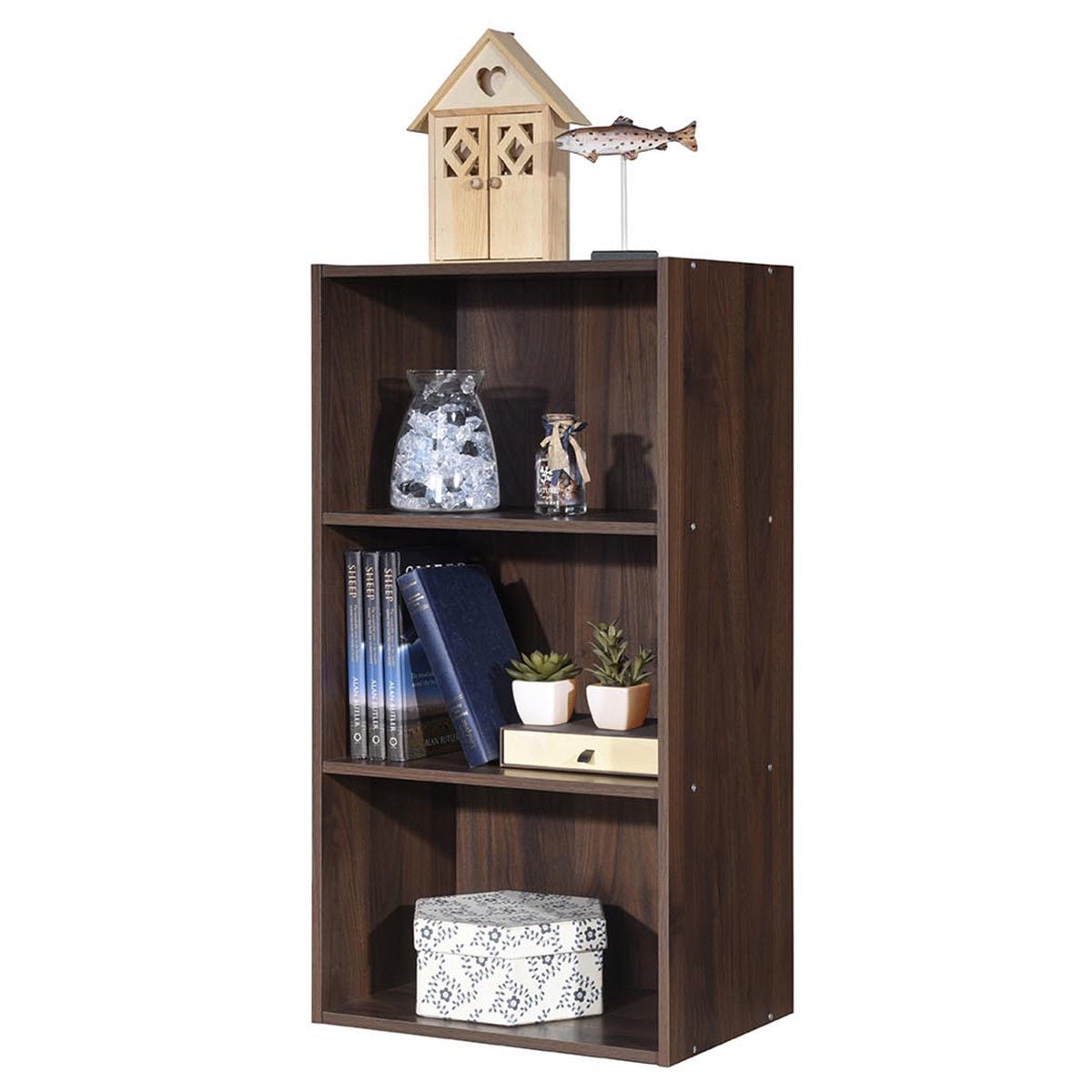 Costway 3 Open Shelf Bookcase Modern Multi-functional Storage Display ...