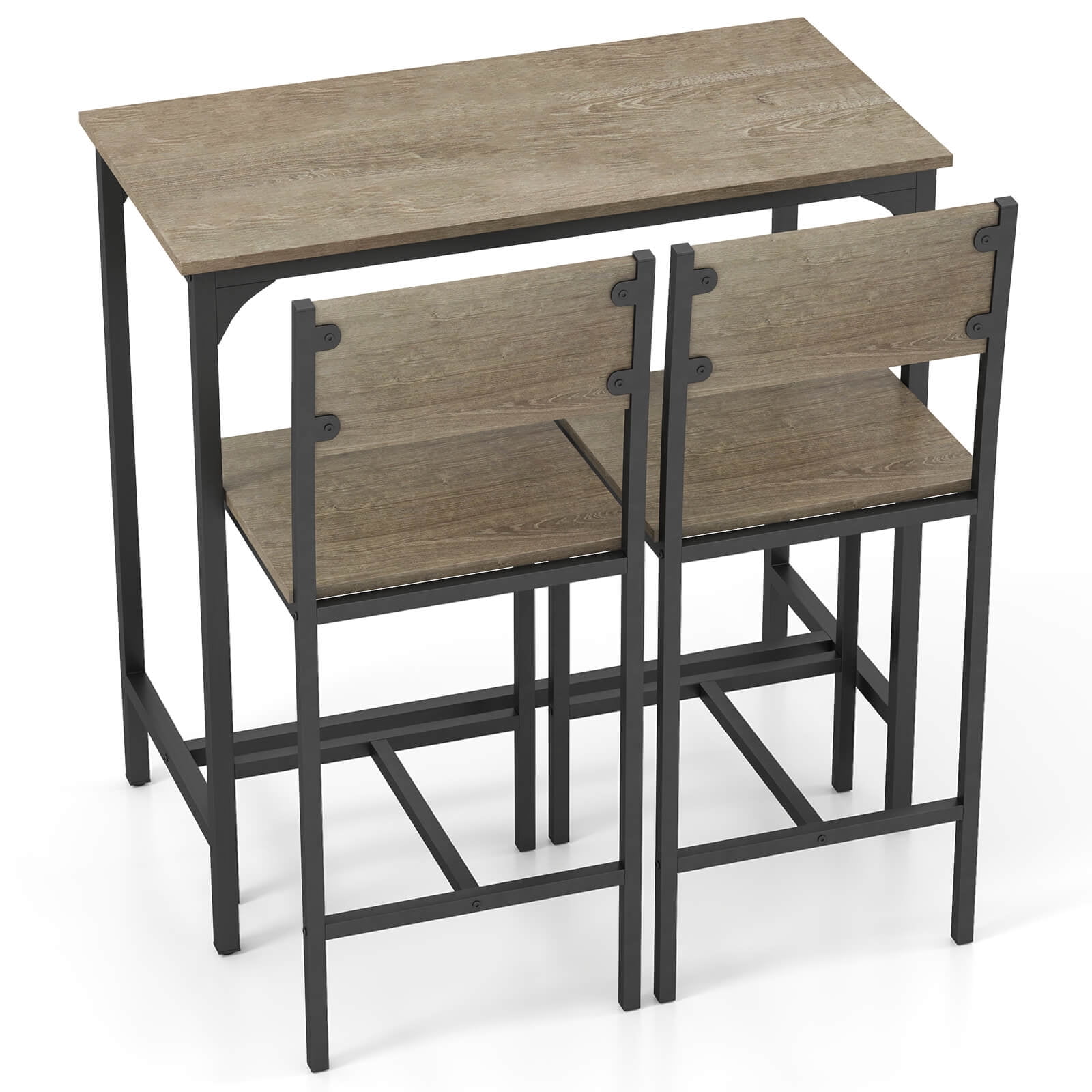 Costway 3 PCS Bar Table & Chair Set Kitchen Table with 2 Bar Stools for ...