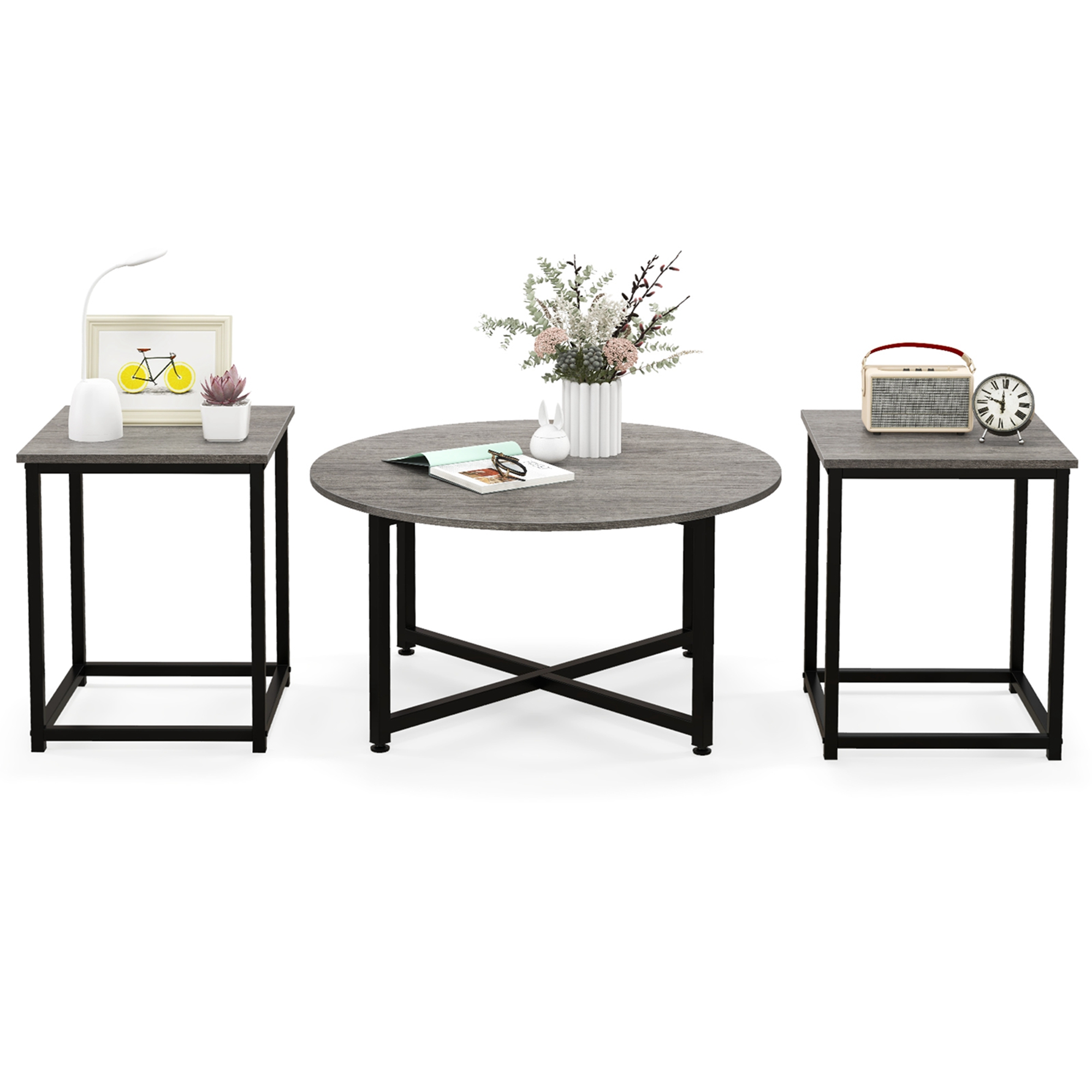 3 Piece Set of Round Coffee Table and (Set Of 2) End Table - Walmart.com