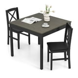 Costway 3 PCS Dining Table Set Wooden Square Kitchen Table with 2 ...
