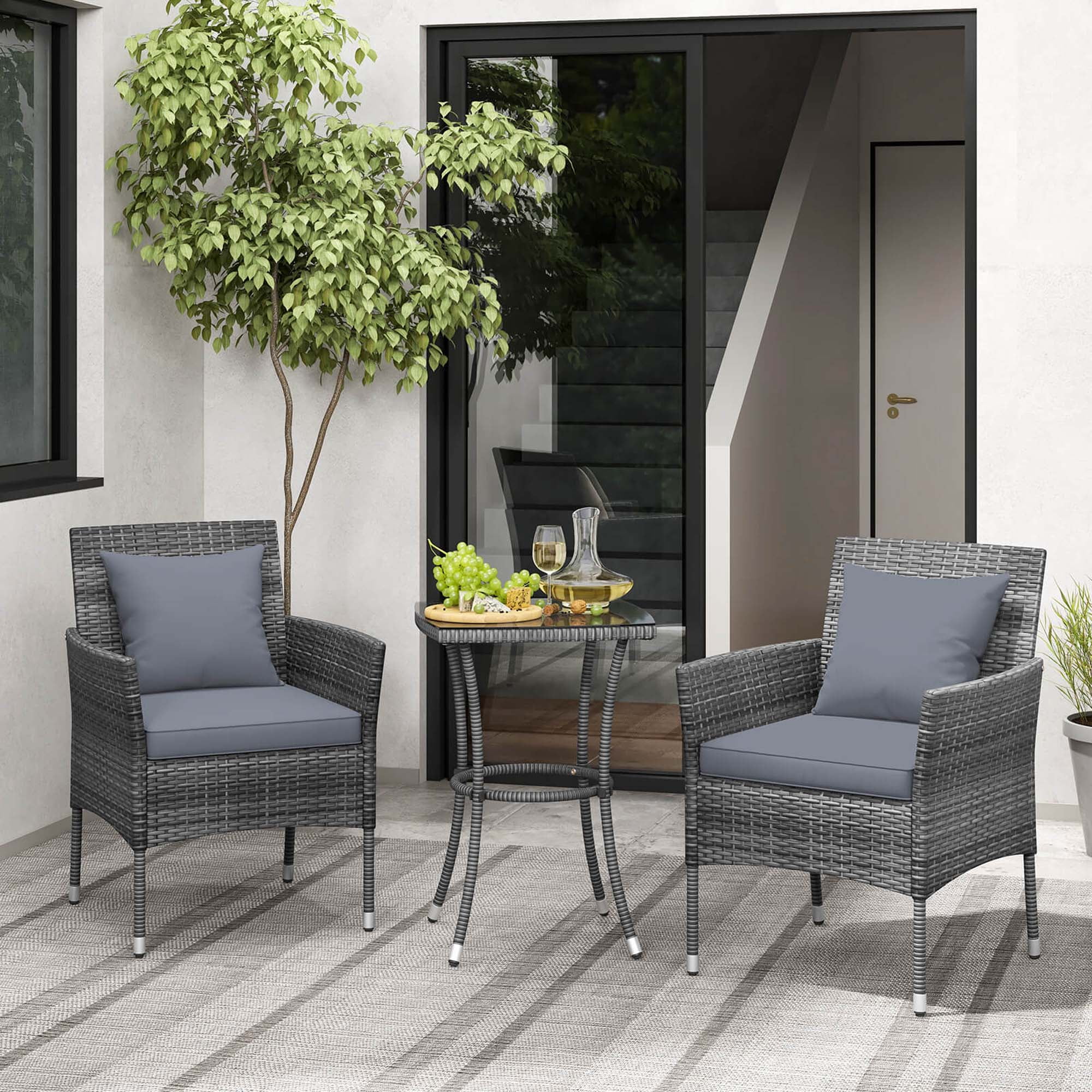 Costway 3 PCS Patio Furniture Set with Cushioned Patio Chairs ...
