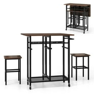 Costway 3-Piece Bar Table Set Pub Kitchen Dining Table w/ 2 Round ...