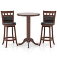 Costway 3 PCS Wood Bar Dining Set Table with Pedestal Base & 2 ...