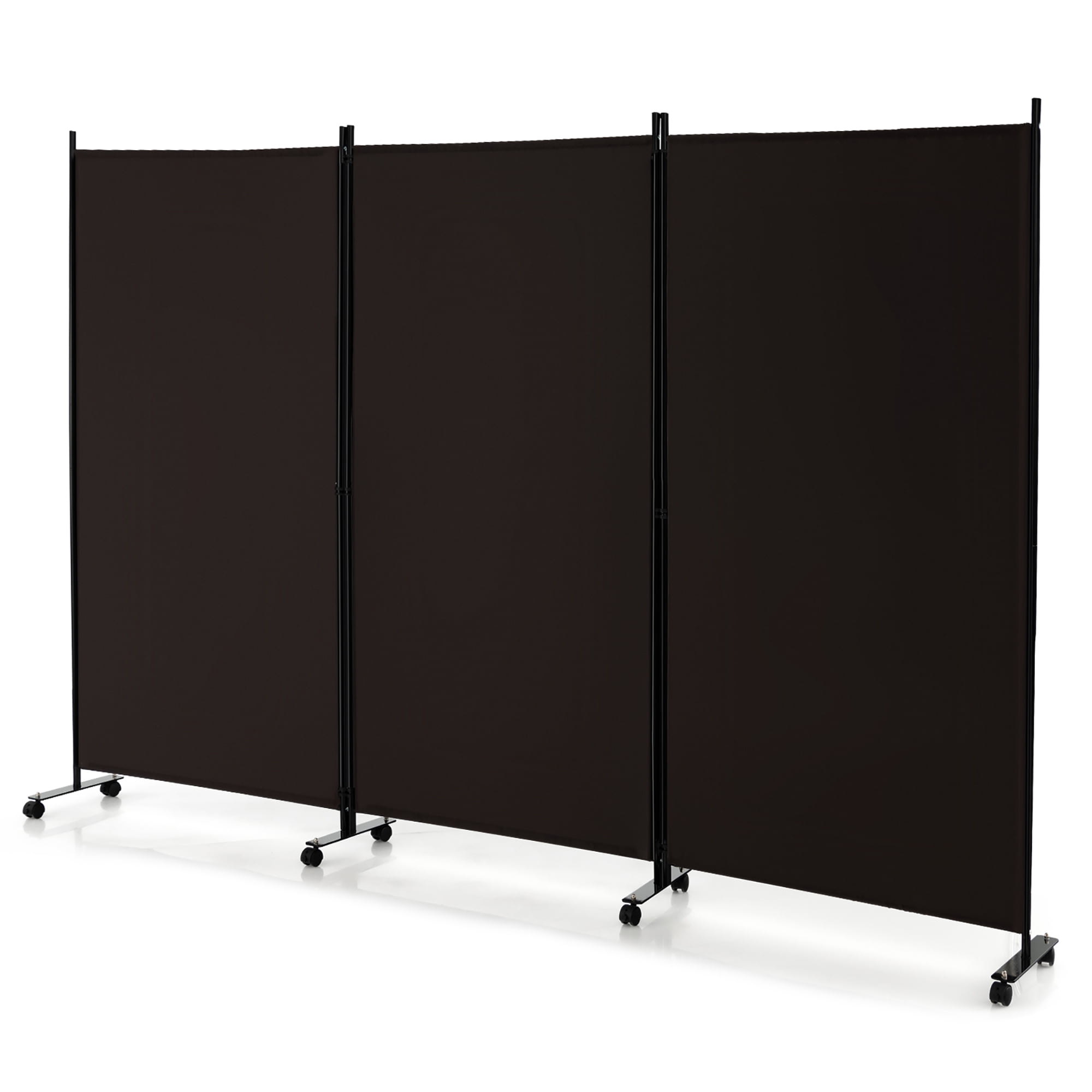 Costway 3-Panel Folding Room Divider 6Ft Rolling Privacy Screen with ...