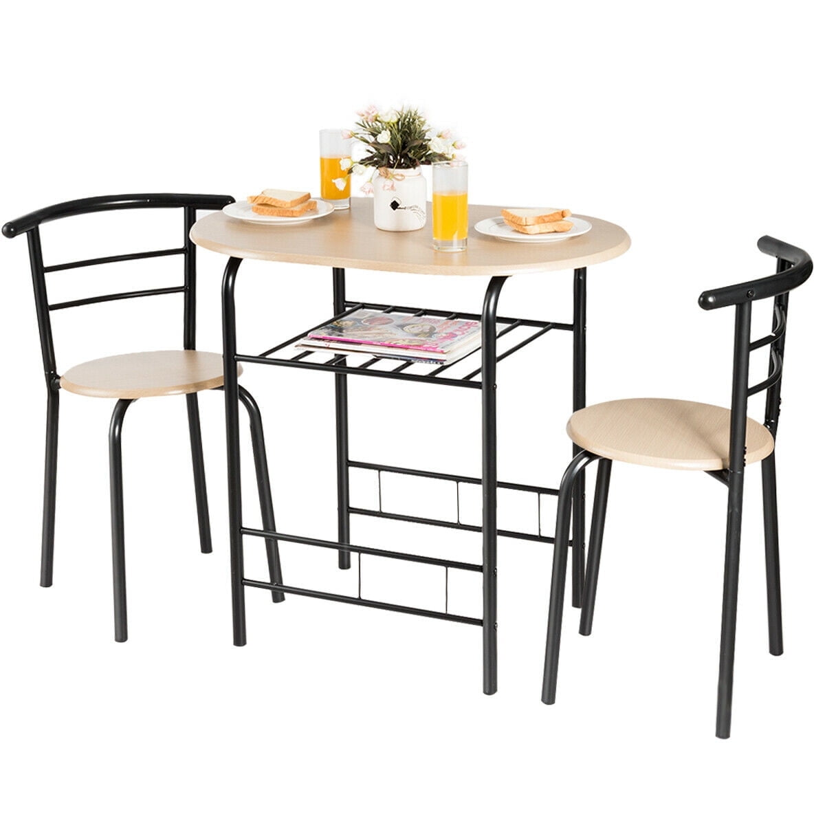 Costway 3 Pcs Dining Set 2 Chairs And Table Compact Bistro Pub ...