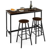 Costway 3-Piece Bar Table Set Pub Kitchen Dining Table w/ 2 Round ...
