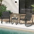 Costway Outdoor Rockers 3 Piece Patio Set with 2 Bistro Chairs & Glass ...