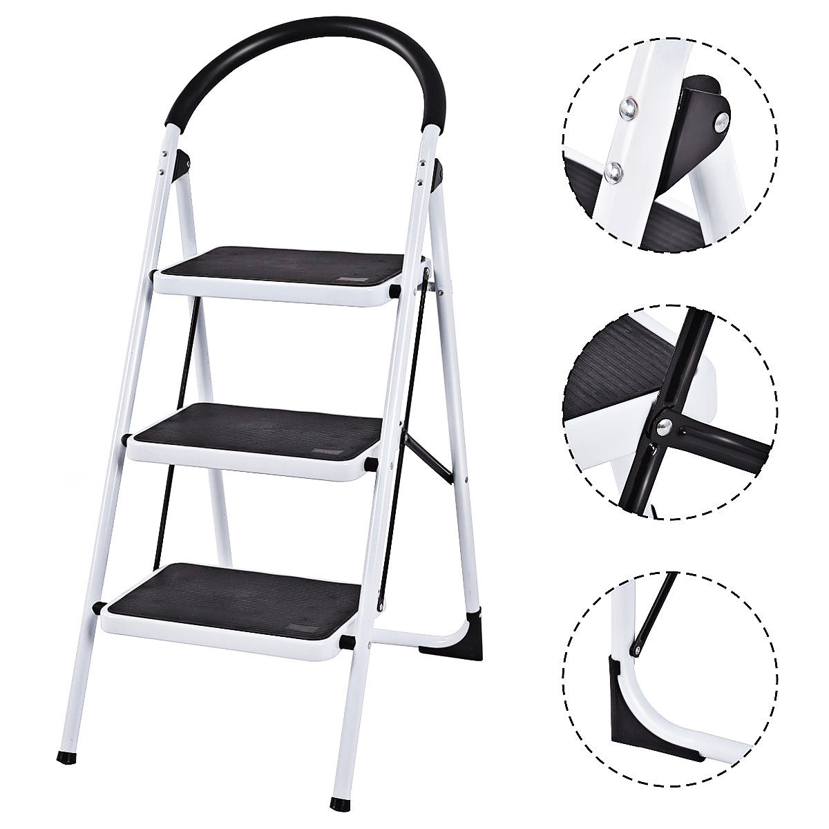Cosco 3-Step Premium Folding Stool, White & Gray - Walmart.com