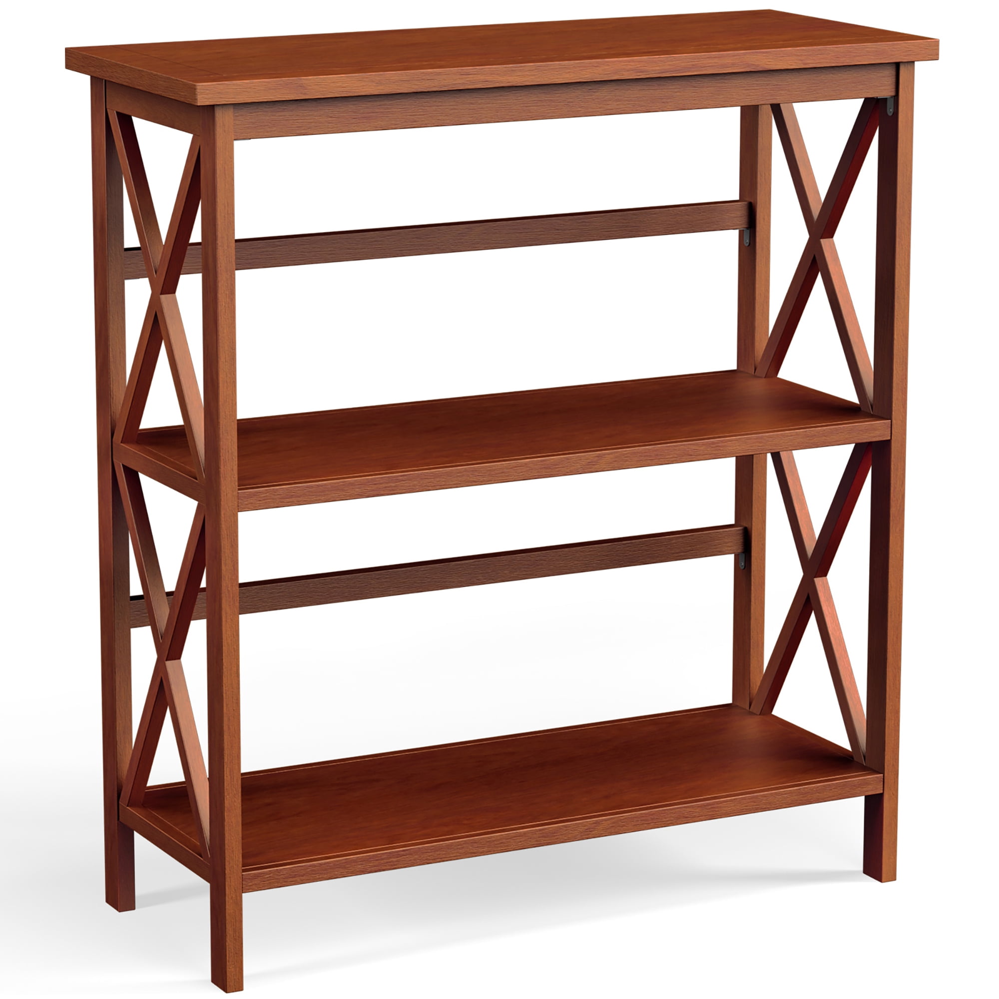 Costway 3-Tier Wooden Bookshelf, Open Shelf Bookcase for Home Office ...