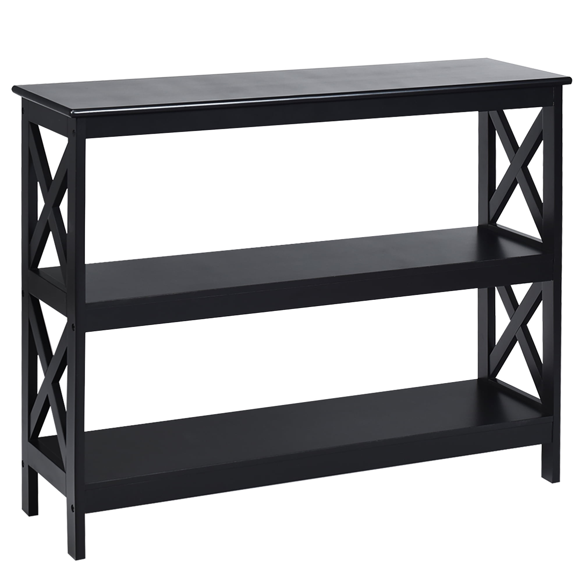 Costway 3-Tier Console Table with X-Design, Entryway Shelves Storage ...