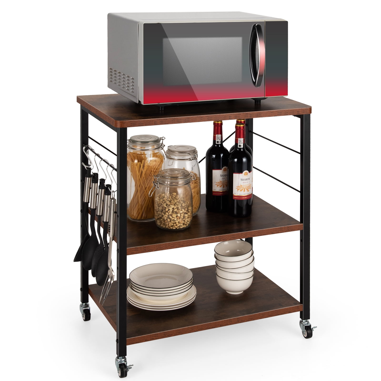 Costway 3-Tier Kitchen Baker's Rack, Large Appliance Stand with Shelves ...