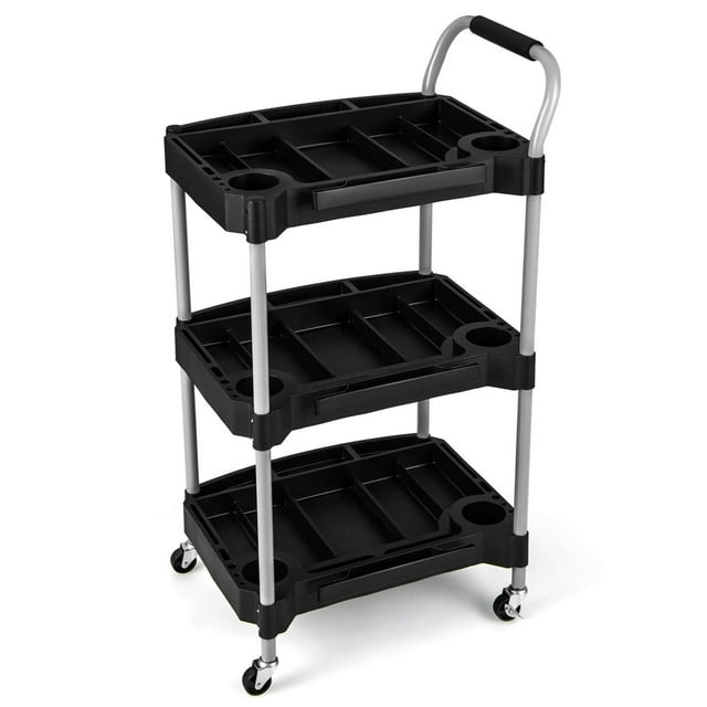 Costway 3 Tier Rolling Tool Cart with Handle Tool Storage Slot ...