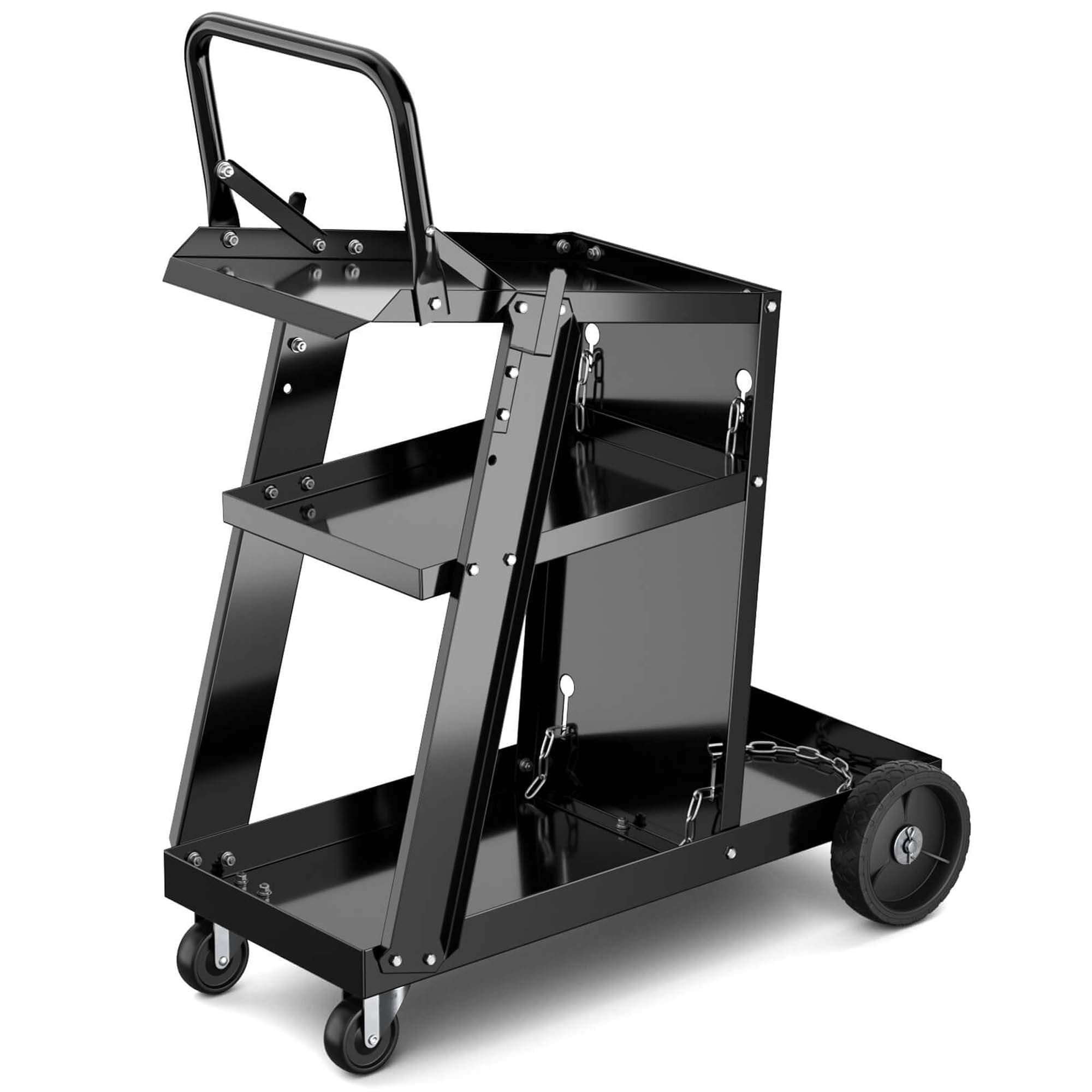 Costway 3-Tier Welding Cart with Tilt-Table & 4 Wheels Tank Storage ...