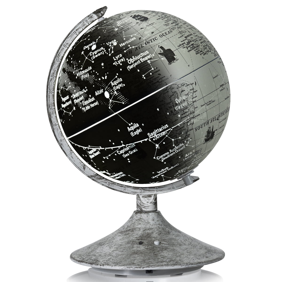Costway 3-in-1 LED World Globe 9" Desktop Globe with Illuminated Map ...