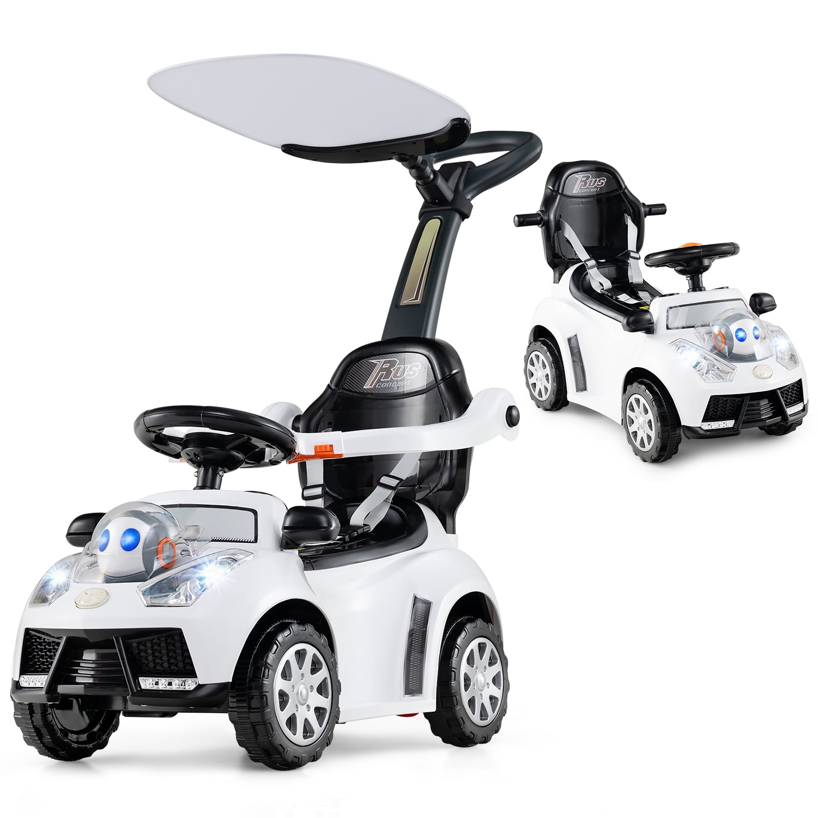 Costway 3-in-1 Sliding Walker w/ Adjustable Canopy Horn Music & Light ...