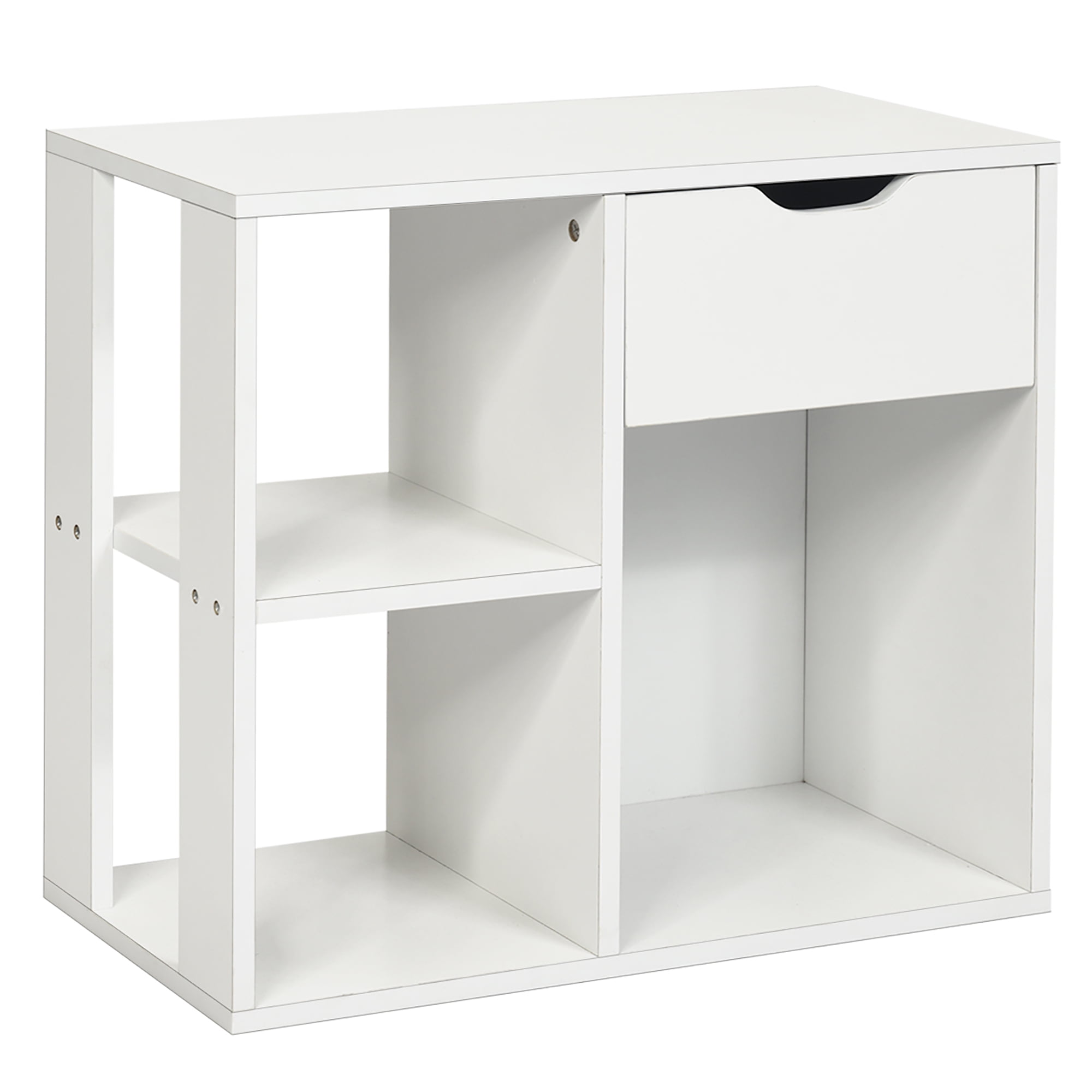 Costway 3-tier Side Table W/Storage Shelf&Drawer Space-saving ...