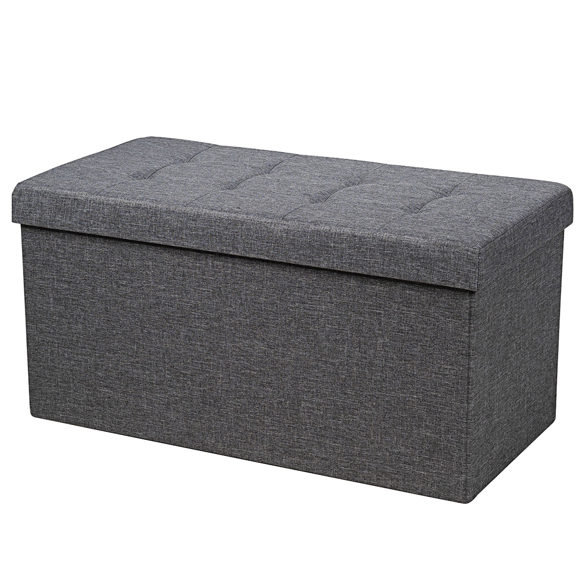 Costway Large Collapsible Storage Ottoman with Removable Bin, Dark Grey ...