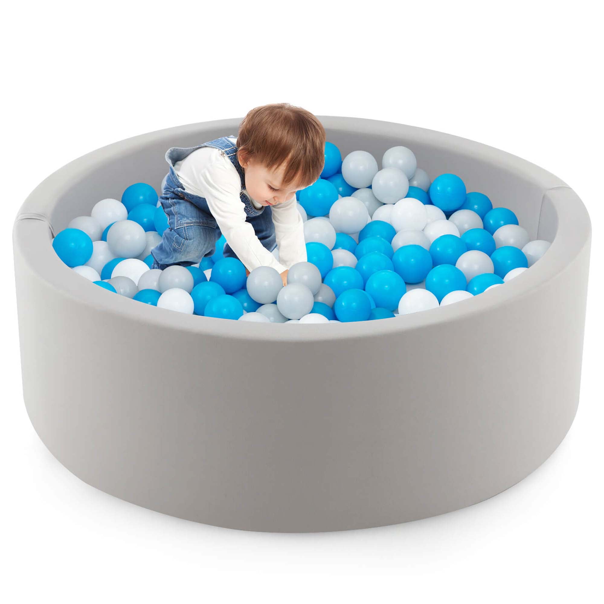 Costway 35.5" x 12" Soft Round Ball Pool for Toddlers & Baby with 200 ...