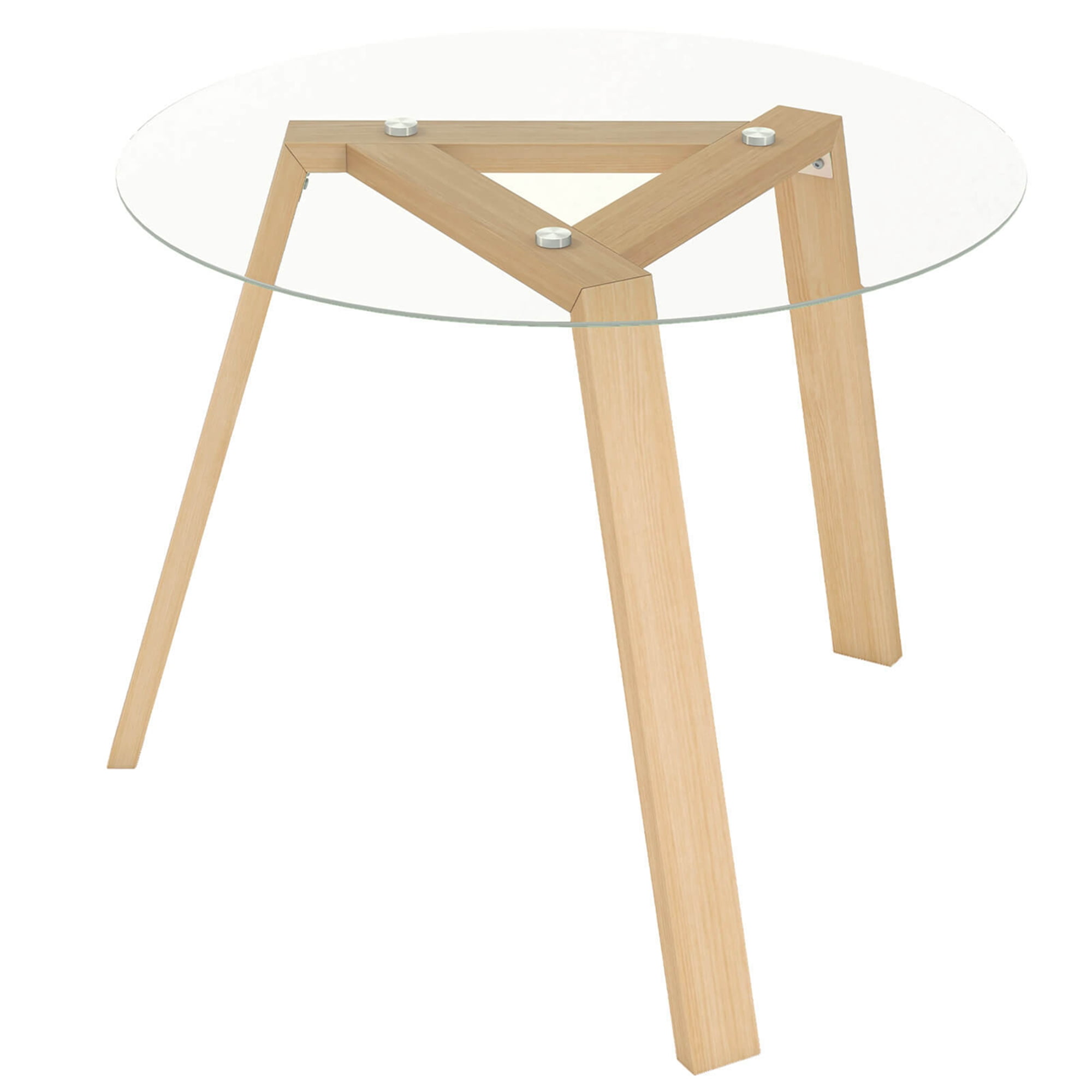 Costway 36" Round Glass Dining Table for 4 with Tempered Glass Tabletop ...