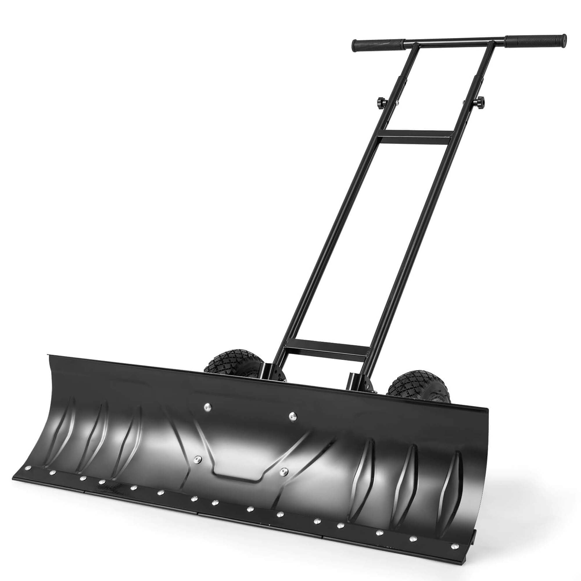 Costway 36" Snow Shovel Pusher with 10" Inflatable Wheels Adjustable ...
