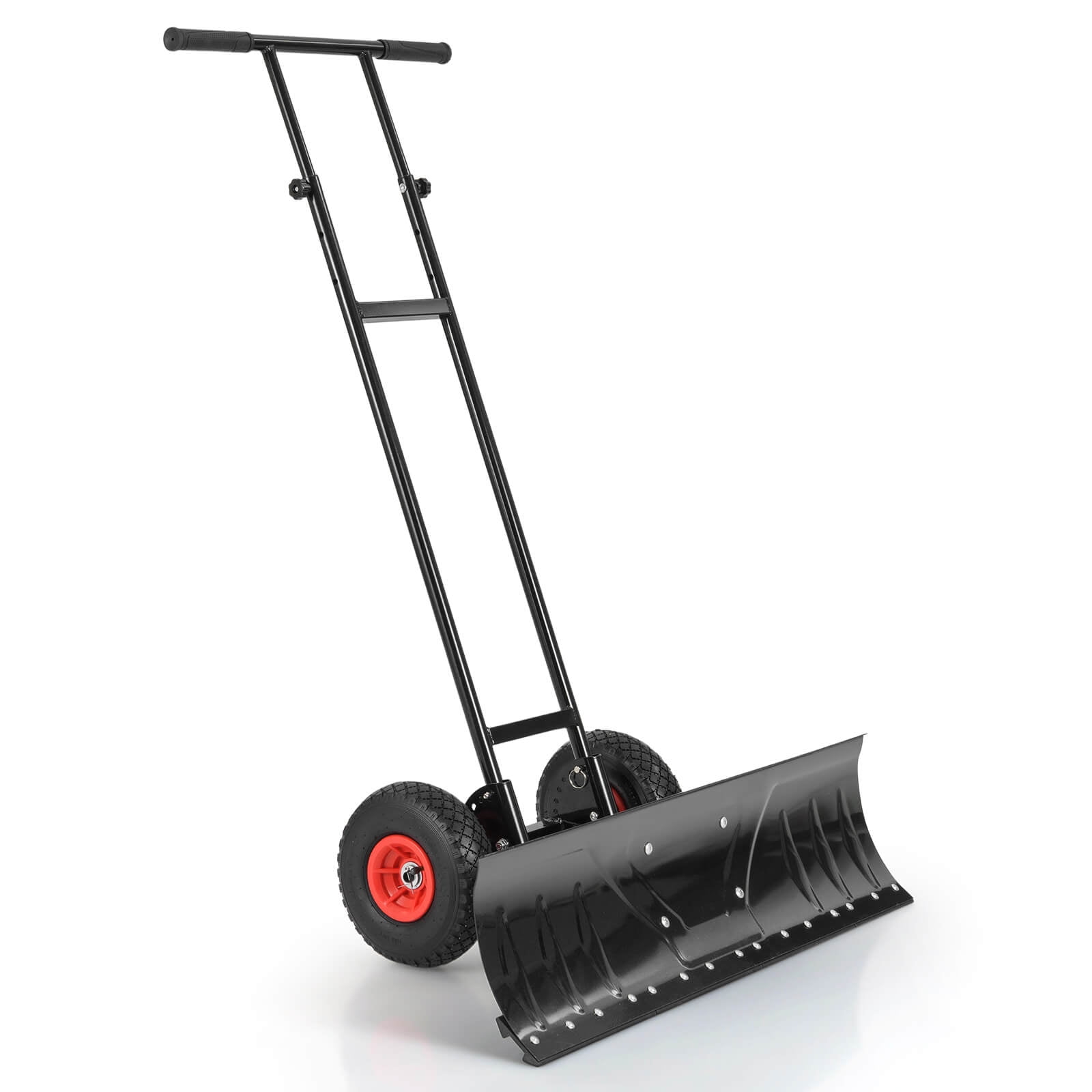 Costway 36" Snow Shovel Pusher with 10" Inflatable Wheels Adjustable ...